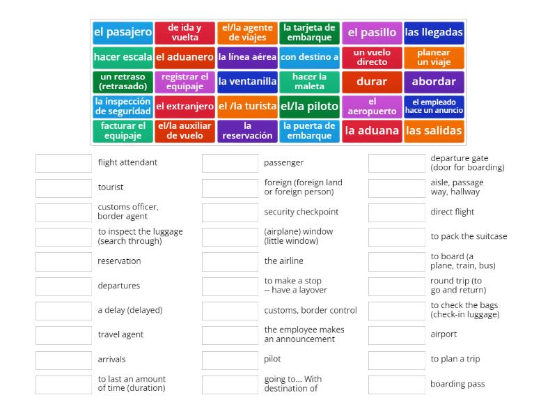 Realidades 2 - 8A - Viajar en Avion - Match up