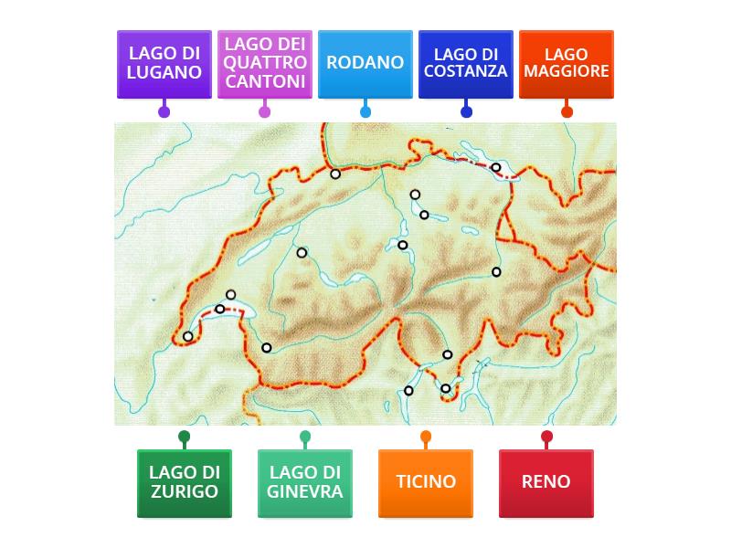 TERRITORIO SVIZZERA - FIUMI e LAGHI - Labelled diagram