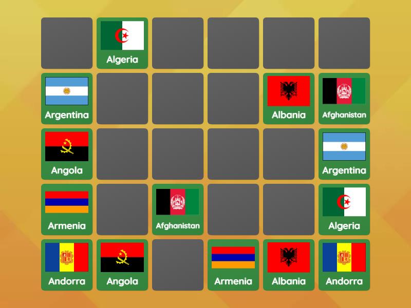 Find the matching country flags - Matching pairs