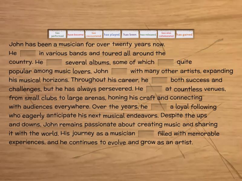 John's Musical Journey - Missing word