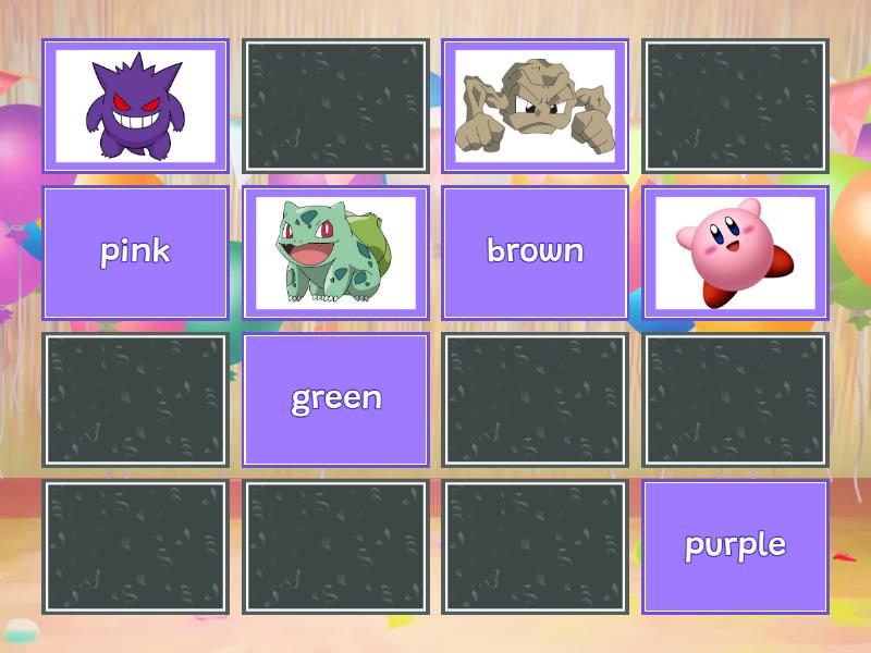 Memory Game: Colors - Matching pairs