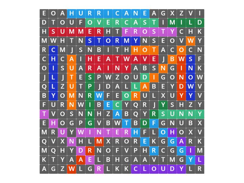 Weather and seasons - Wordsearch