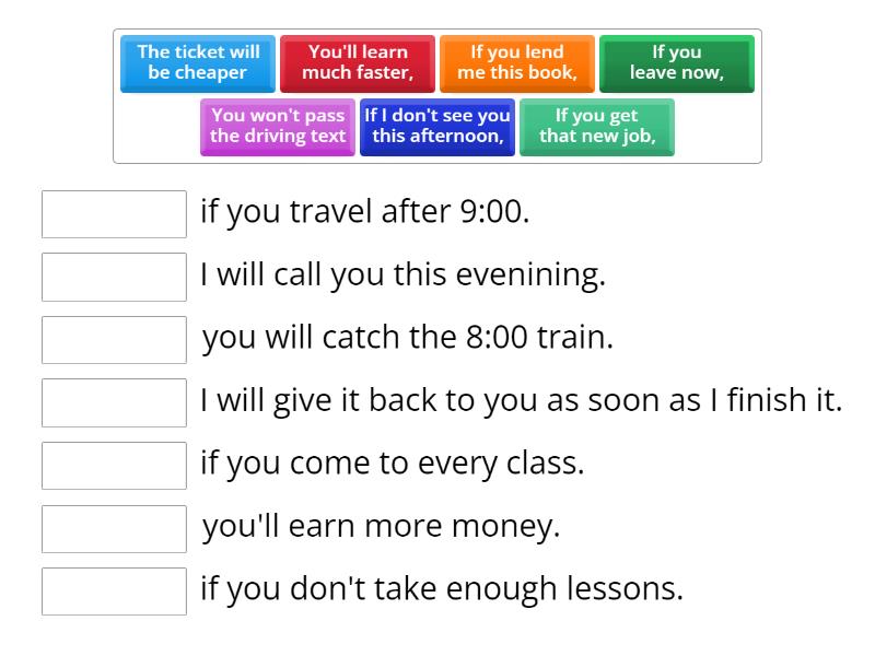 First conditional: Match the sentence halves (presentation) - Match up