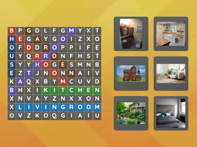 Rooms in the house - Wordsearch