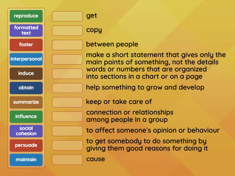 Competency Areas Vocabulary: Part 1 - Match up