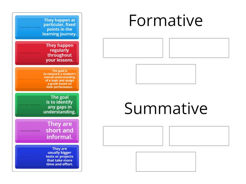 Formative and Summative Assessments - Group sort