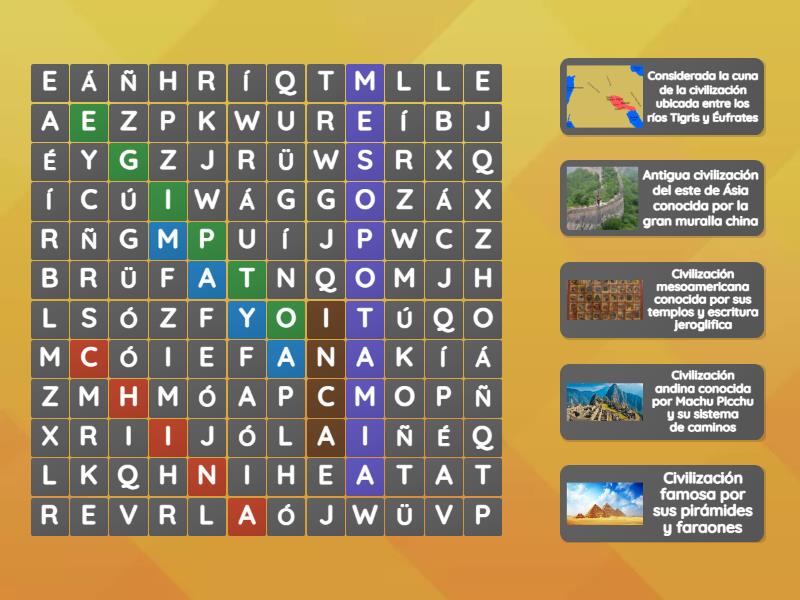 Civilizaciones Antiguas - Sopa de letras