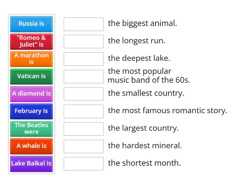 Superlatives - Match up