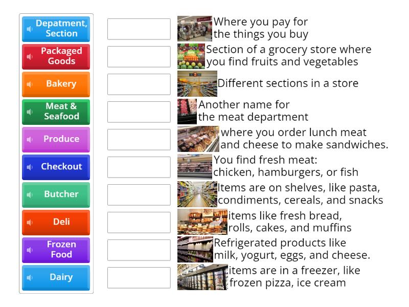 Supermarket Departments - Match up