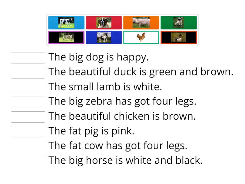 ANIMALS AND ADJECTIVES - Match up