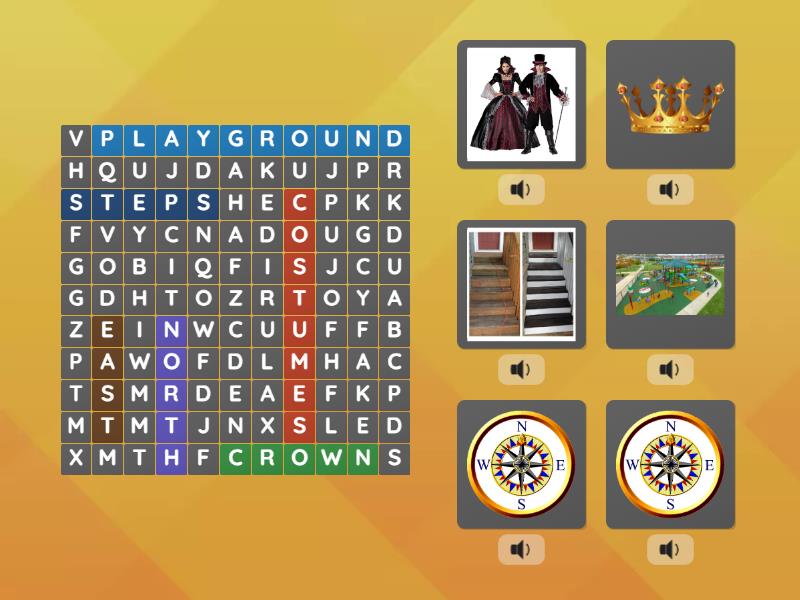 4.3.GRF - U7- At the castle. Find the words. - Wordsearch