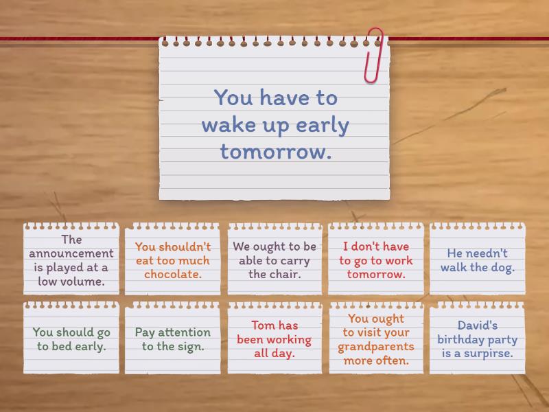 Modal Verbs - Find the match