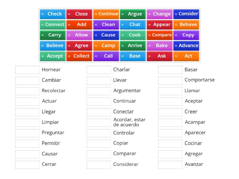 Regular verbs Part 1 - Une las parejas