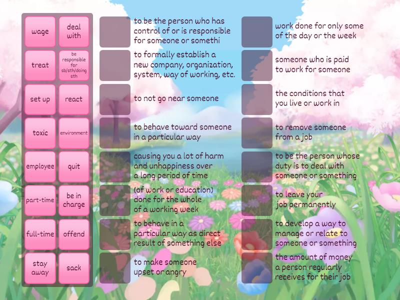 Match the expressions with the right definitions - Match up