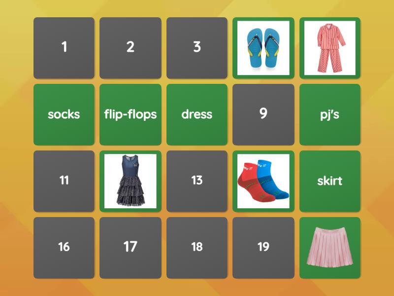 MEMORY GAME - Clothes - Matching pairs