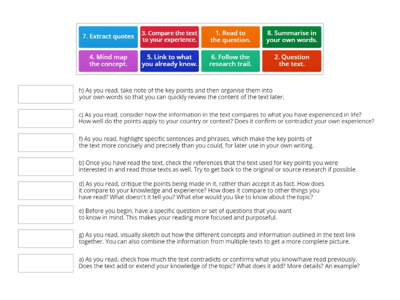 Effective reading strategies - Une las parejas