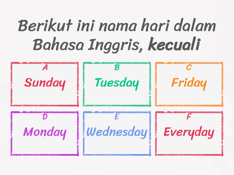TUGAS FPD GELOMBANG 6 MATERI WORDWALL " MATERI TENTANG BAHASA INGGRIS SEDERHANA " - Quiz
