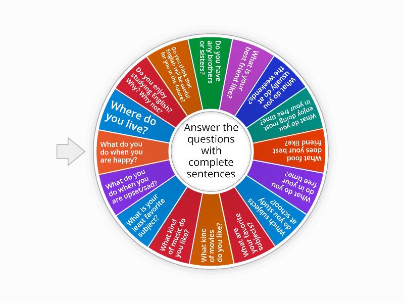 Present Simple warmup questions - Spin the wheel