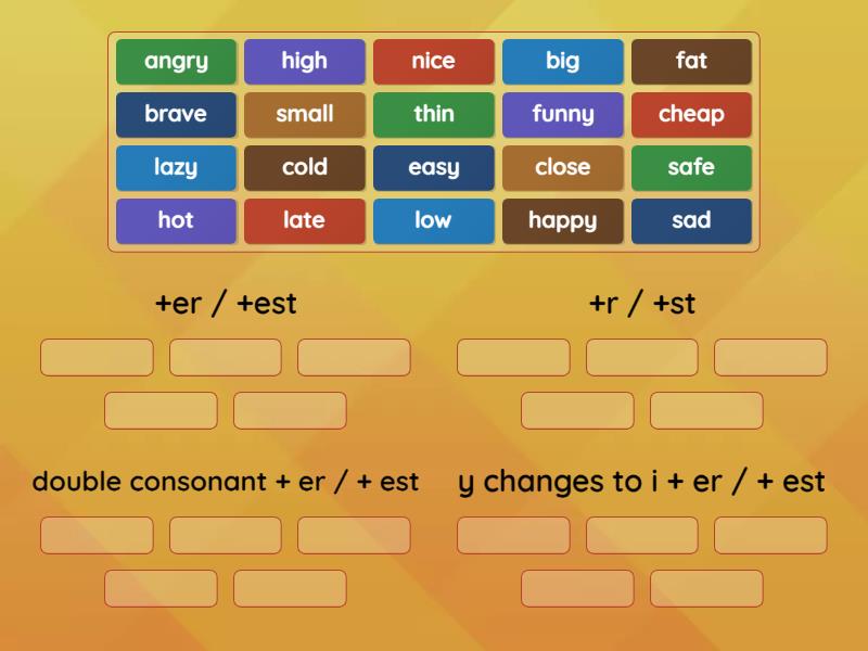 Short adjectives Comparative / Superlative - Group sort