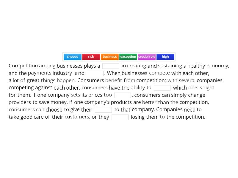 Benefits of Competition - Complete the sentence