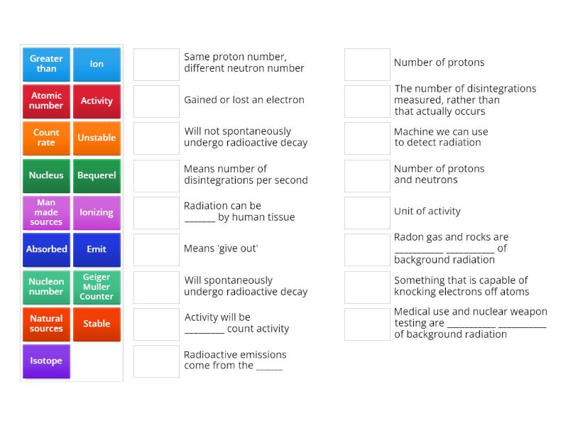 Radioactivity topic starter - Match up