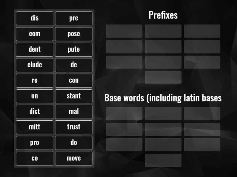 prefixes and bases - Group sort