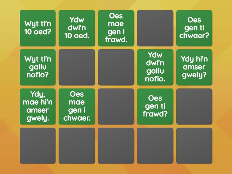 Oes, ydy, ydw - Matching pairs