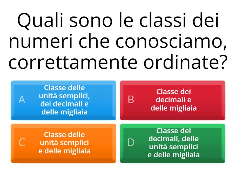 RIPASSO MATEMATICO 4^ VILLA - Quiz