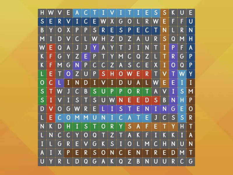Person - Centred Support - Wordsearch