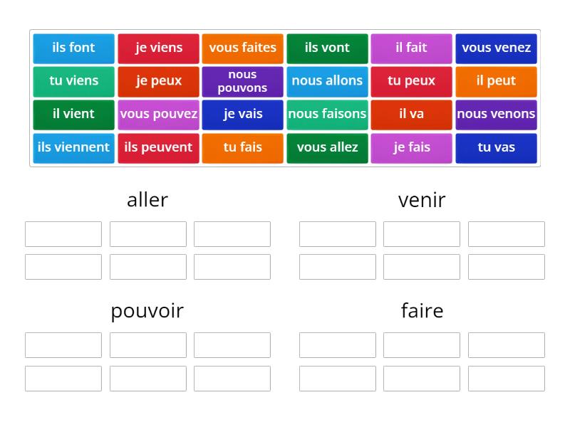 verbes irreguliers au présent - Group sort