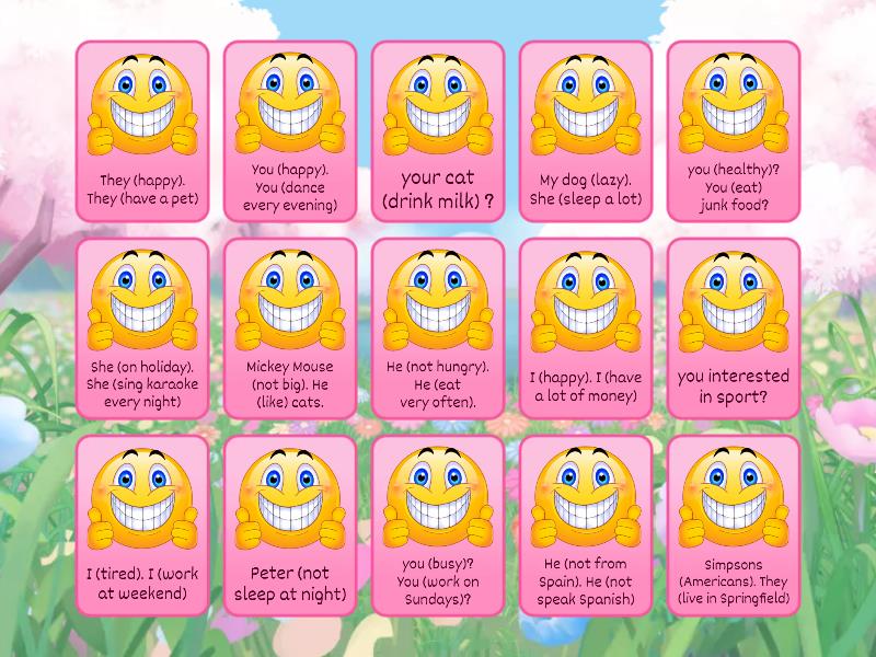 Present Simple Make up a sentence - Flip tiles
