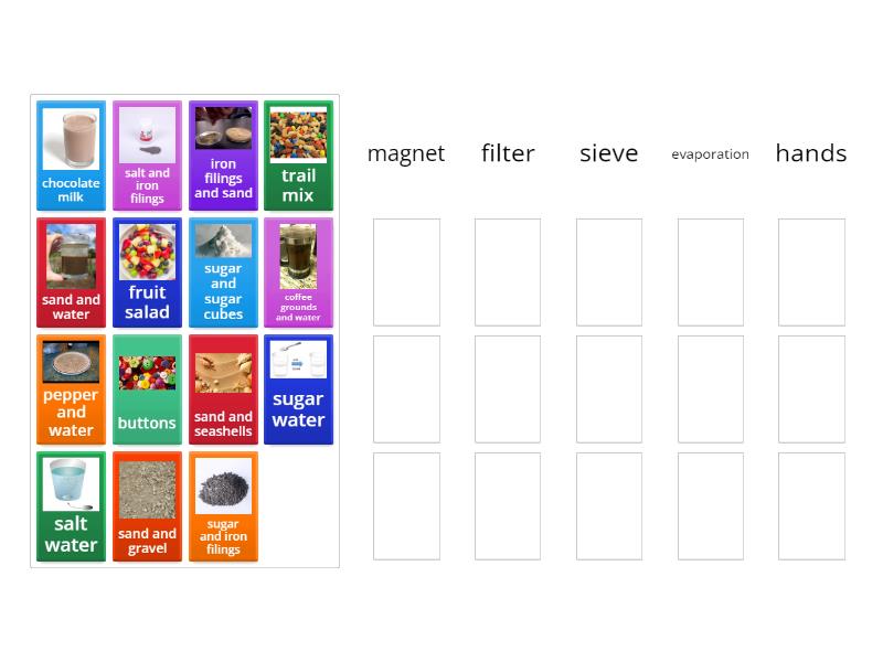 Separating Mixtures and Solutions - Group sort