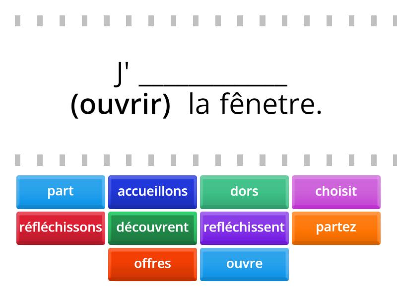 Conjugaison de verbes en -ir - Find the match