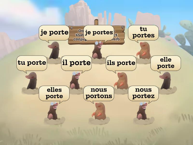 Le verbe porter au présent - Whack-a-mole