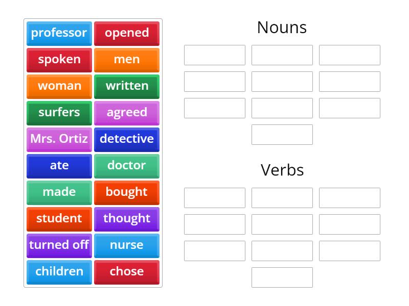Identify Nouns vs Verbs - Group sort