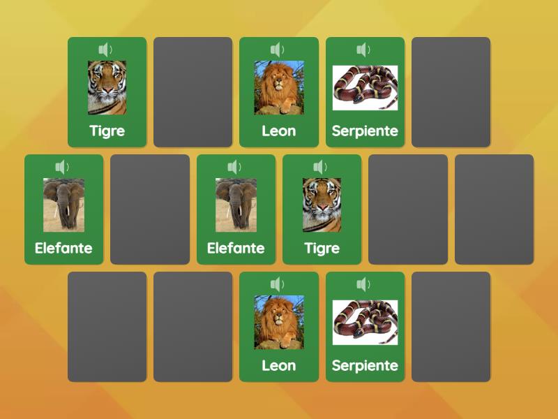 Juego de memoria de animales salvajes infantil - Matching pairs