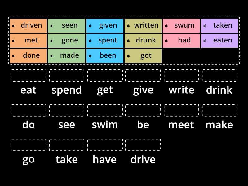 Irregular verbs - past participle - Une las parejas