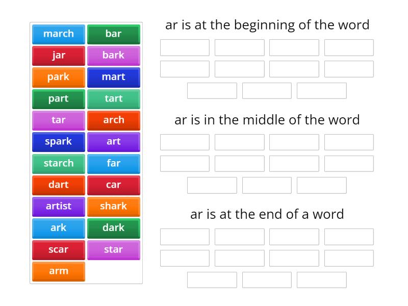 ar vowel sort - Group sort