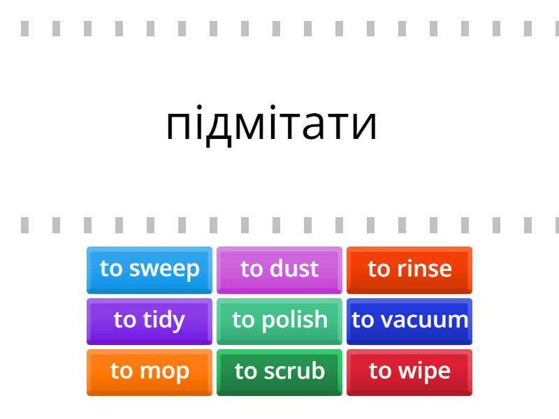 Verbs For Cleaning Find The Match