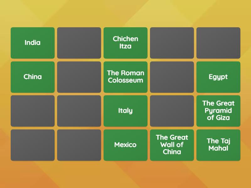 Wonders of the World - Matching pairs
