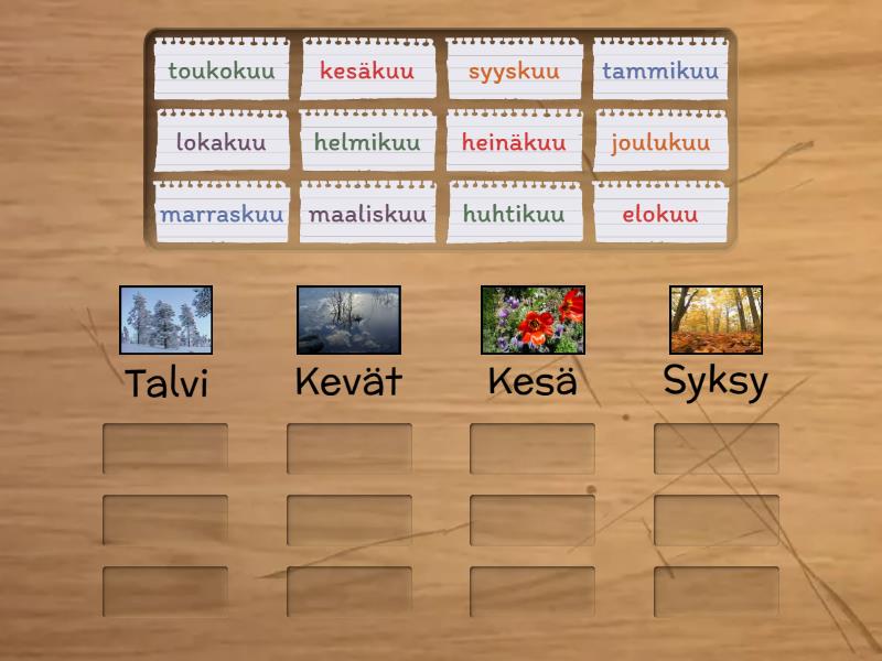 Vuodenajat ja kuukaudet - Group sort