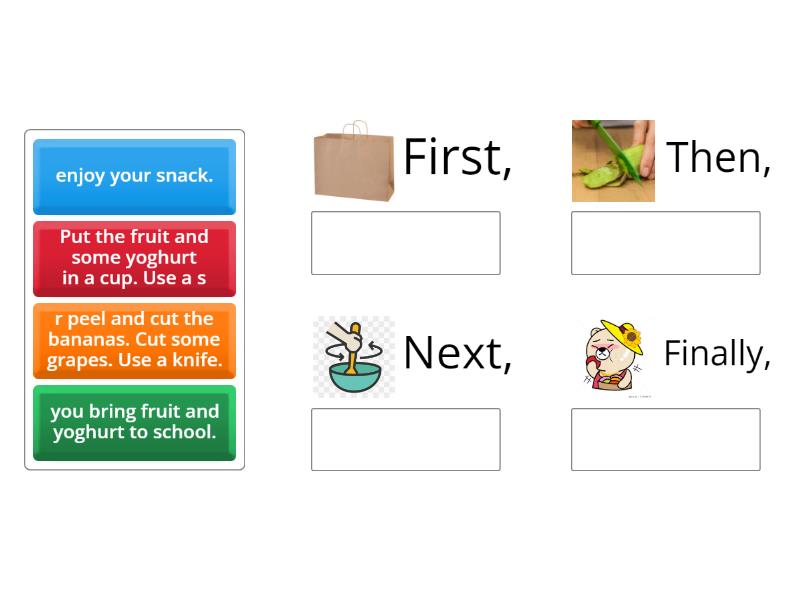 How to make a fruit and yogurt snack. - Group sort