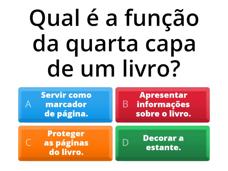 Capa de livro e quarta capa - Questionário