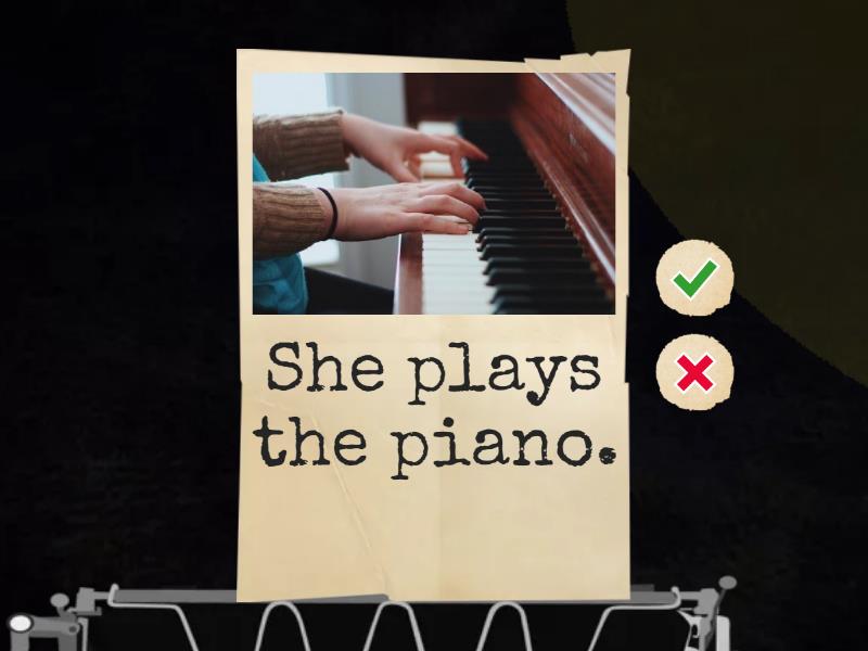 I play the piano. - Flash cards