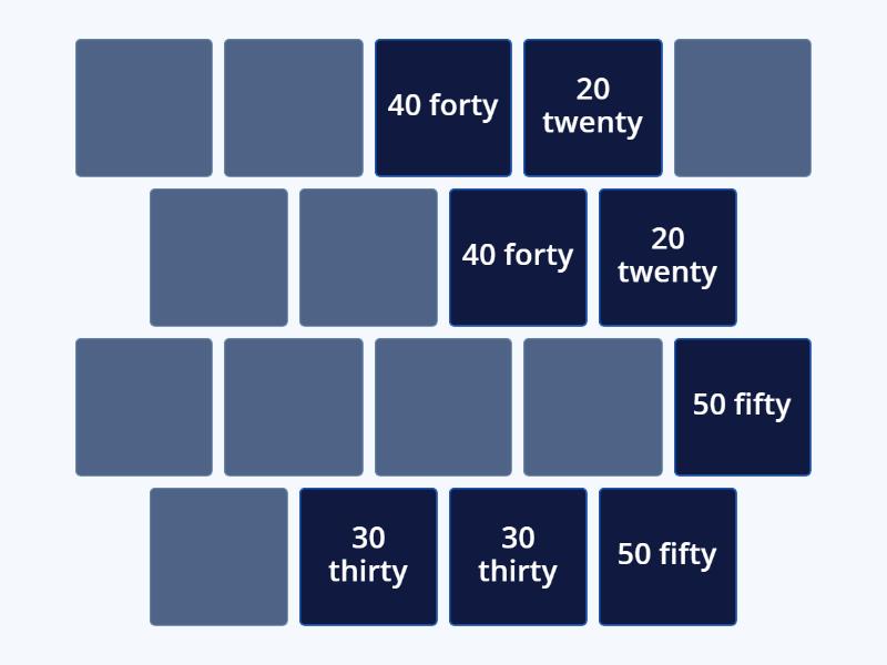 Number 20-100 - Matching pairs