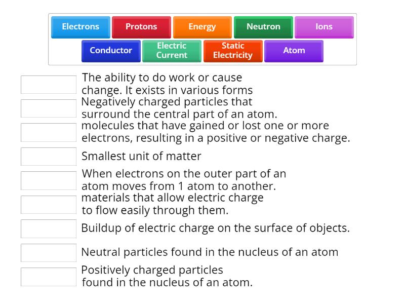 Electricity Learning Check - Match up