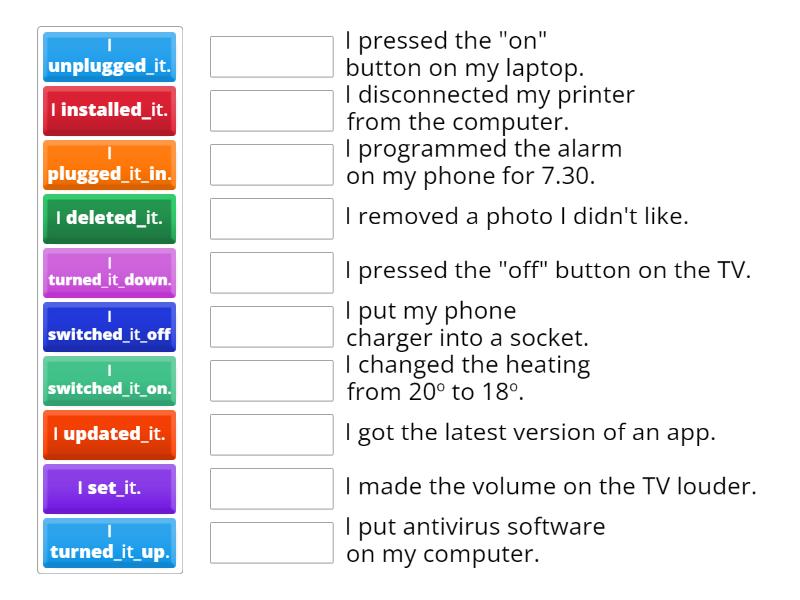 Solutions Elem Electronic devices - Phrasal verbs - Match up
