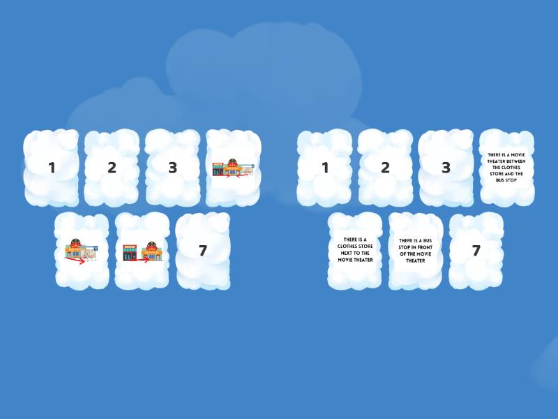 Memory game - Places in my city and Prepositions of place - Parejas