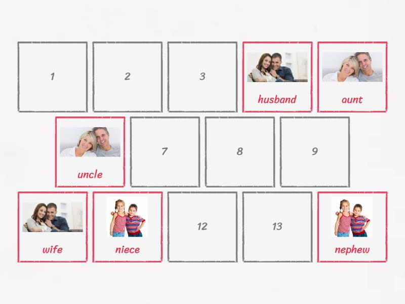 Family members memory game - Matching pairs