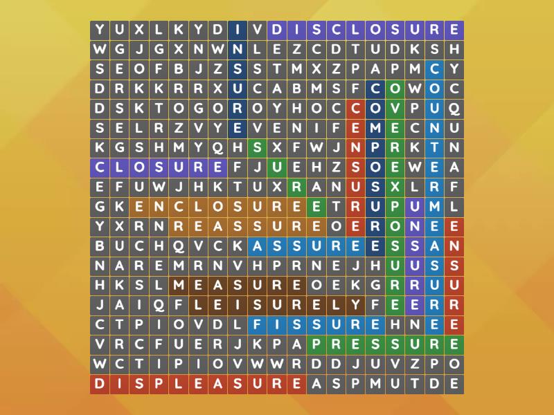 'sure' words - Wordsearch